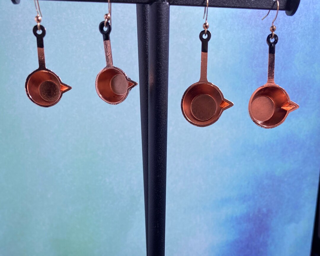 Sauce Pan Earrings/pan Earrings/food Earrings/ Copper Pan Earrings ...