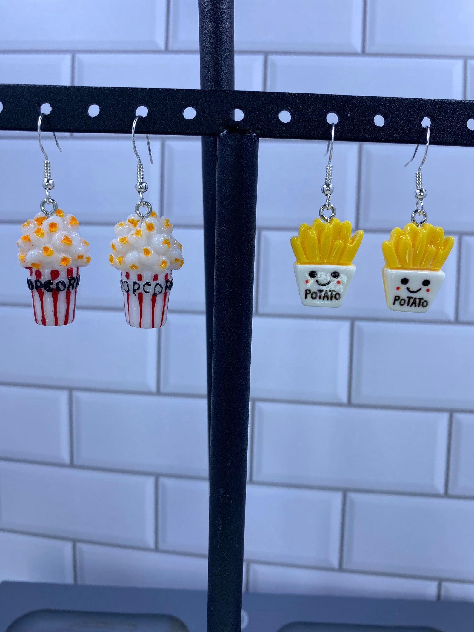 Popcorn Earrings/french Fry Earrings/strawberry Shortcake Earrings ...