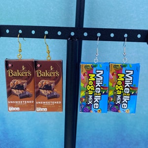 Mini Brand Earrings,candy Earrings,mike & Ike Earrings,hot Tamale Earrings,bakers Chocolate ...