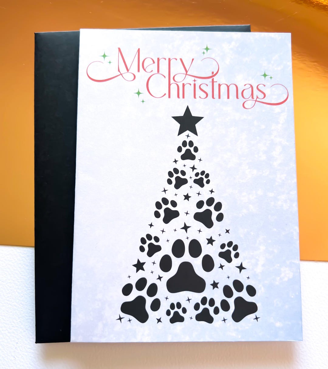 Pet Lover Christmas Card Paw Print Christmas Tree Design Animal Lover ...