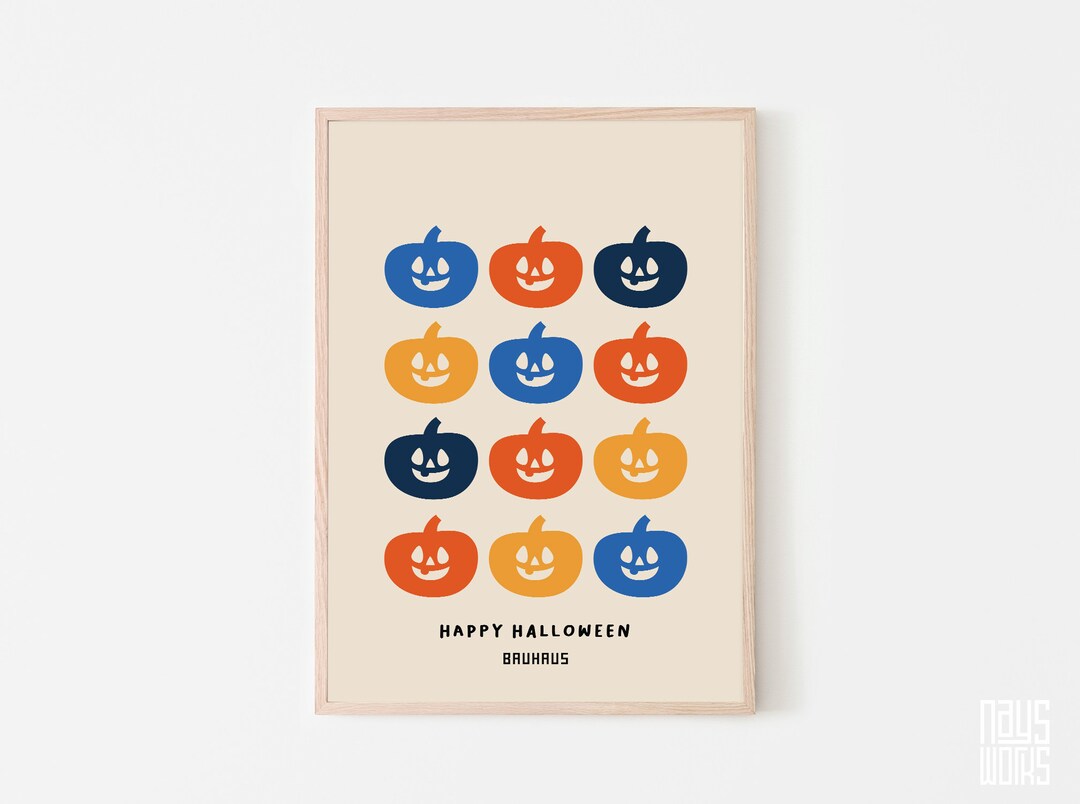 Pastel Halloween Poster Bauhaus Poster Halloween Pumpkin Bauhaus Print ...