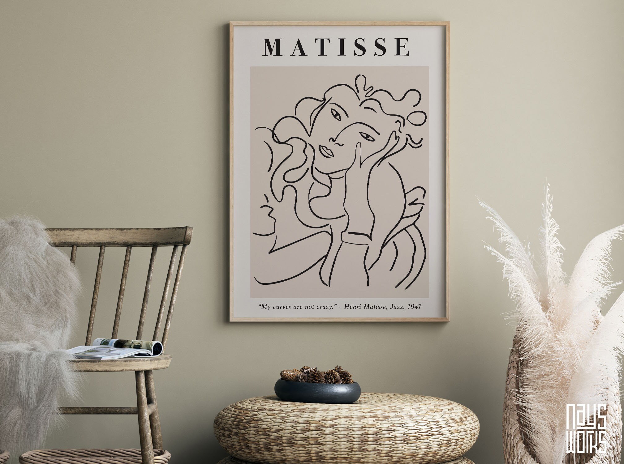 Matisse Woman Line Art Printable Wall Art Digital Print - Etsy