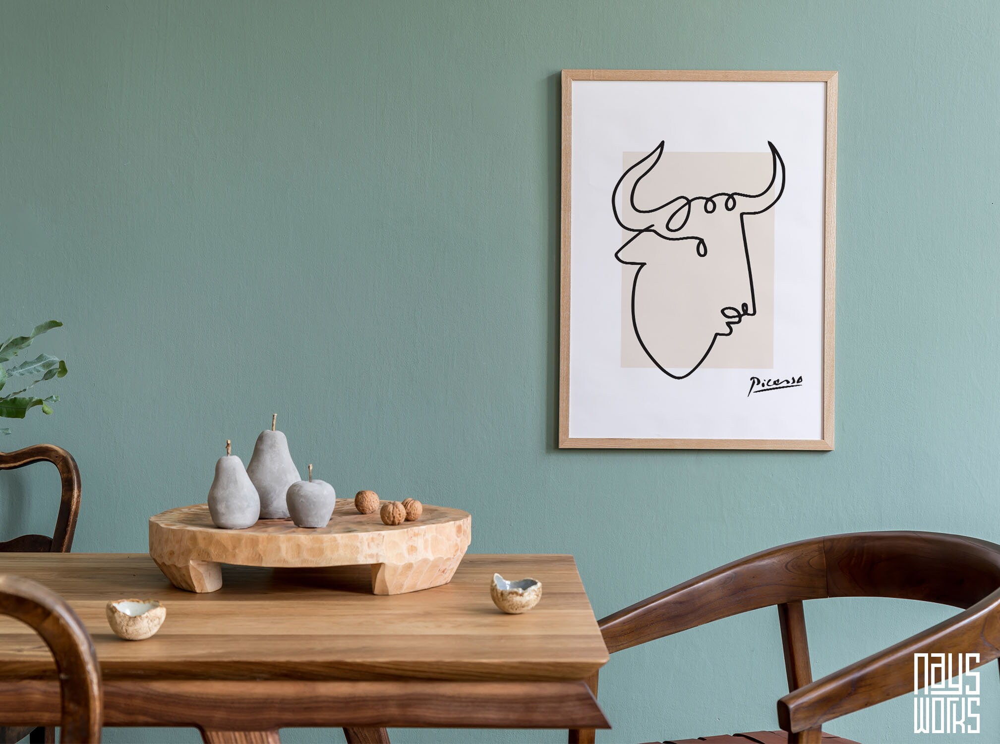 Picasso Print Bull Line Art Printable Wall Art Pablo | Etsy