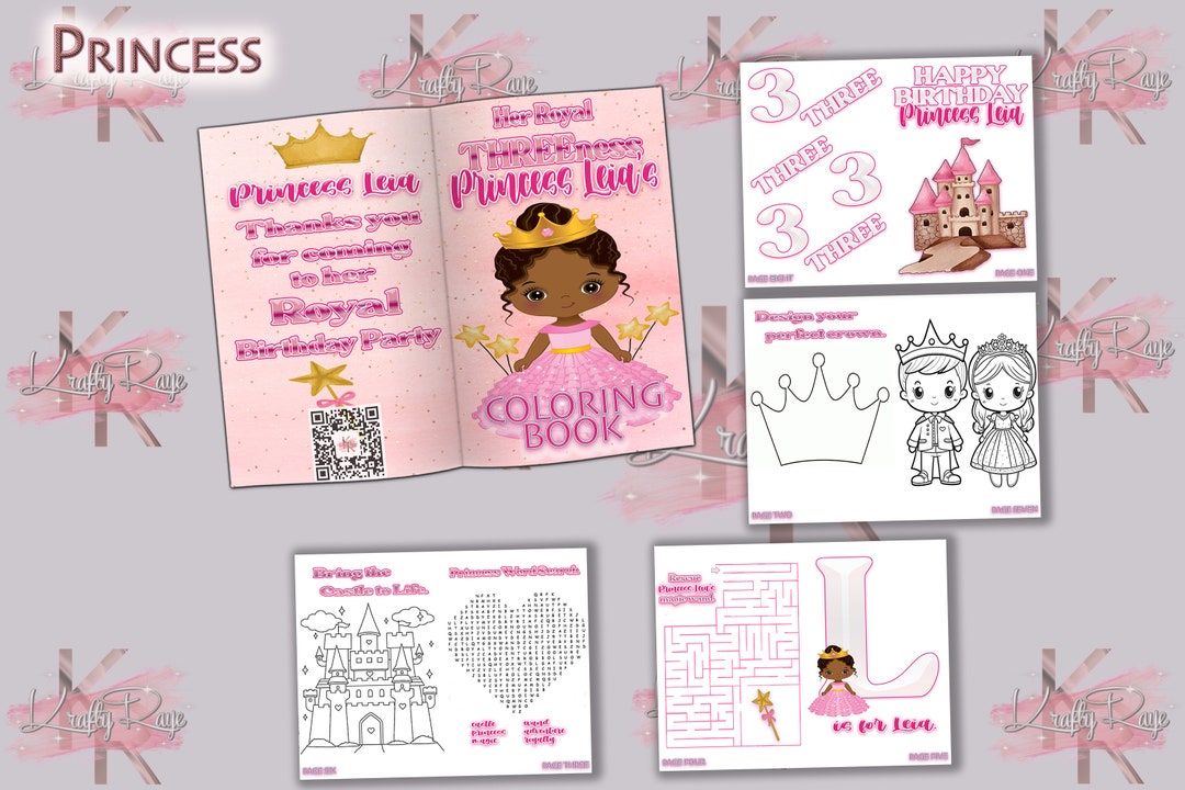 Princess Theme | Her Royal Threeness | Custom Coloring Books | Custom ...