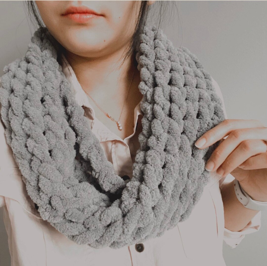 Hand-knit Chunky Scarf, Winter Accessory Loop Scarf Cowl Scarf Soft and ...