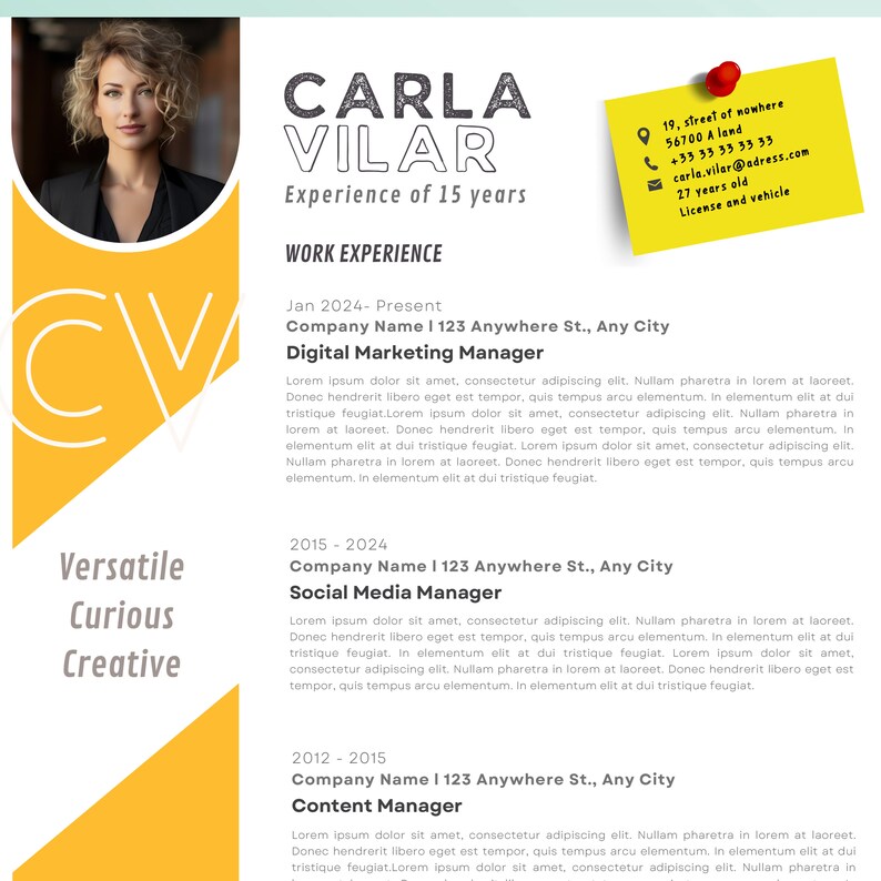 Canva Editable CV Template Template Resume - Etsy