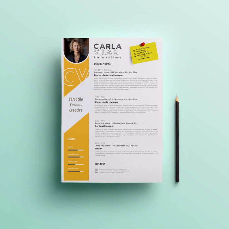 Canva Editable CV Template Template Resume - Etsy