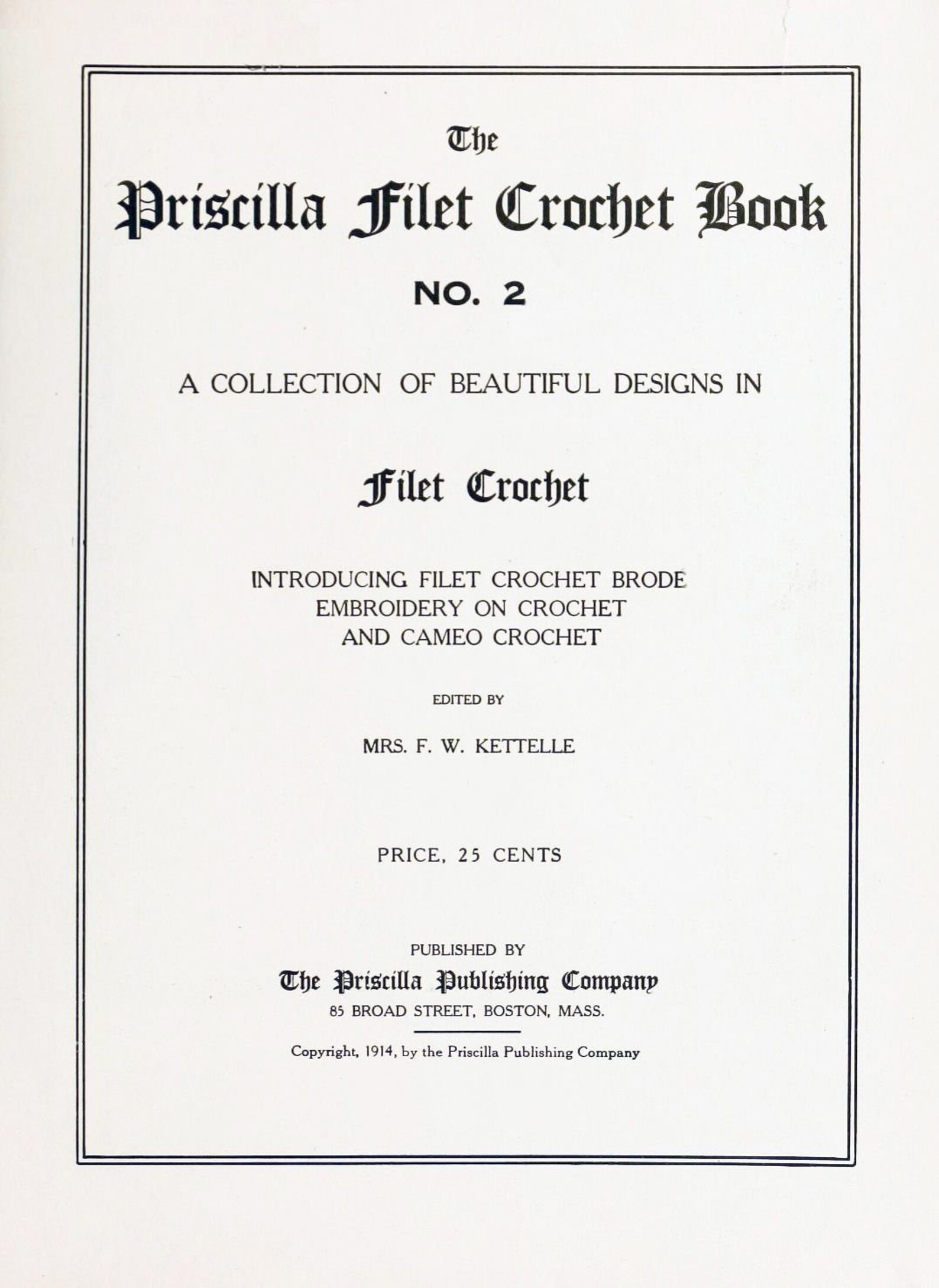 Filet Crochet Charts the Priscilla Filet Crochet Book No. 2 - Etsy