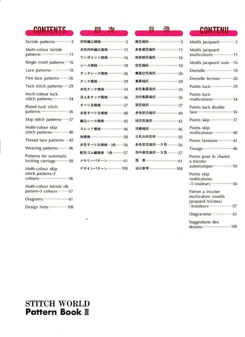 PDF; Machine Knitting Patterns; Machine Knit; Stitch World Pattern Book ...