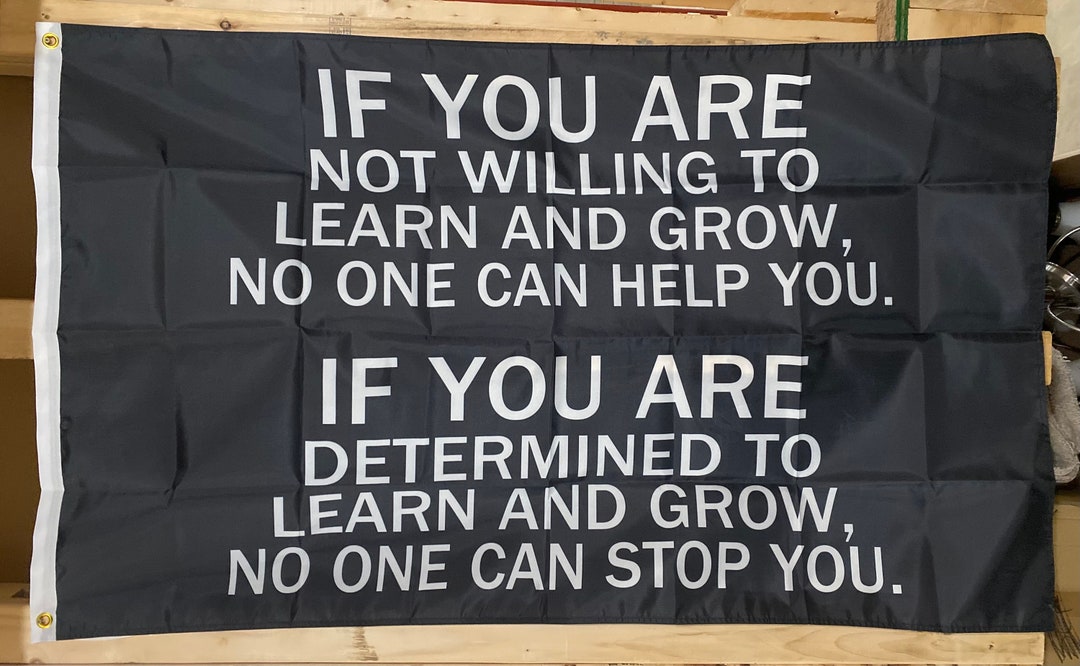 Fitness Motivation Flag FREE USA SHIP Determination Learn & Grow Garage ...