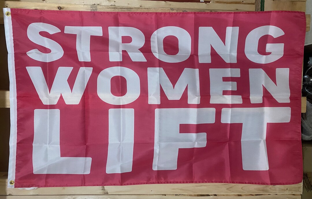 Fitness Motivation Pink Girl Power Flag FREE USA SHIP Strong Women Lift ...