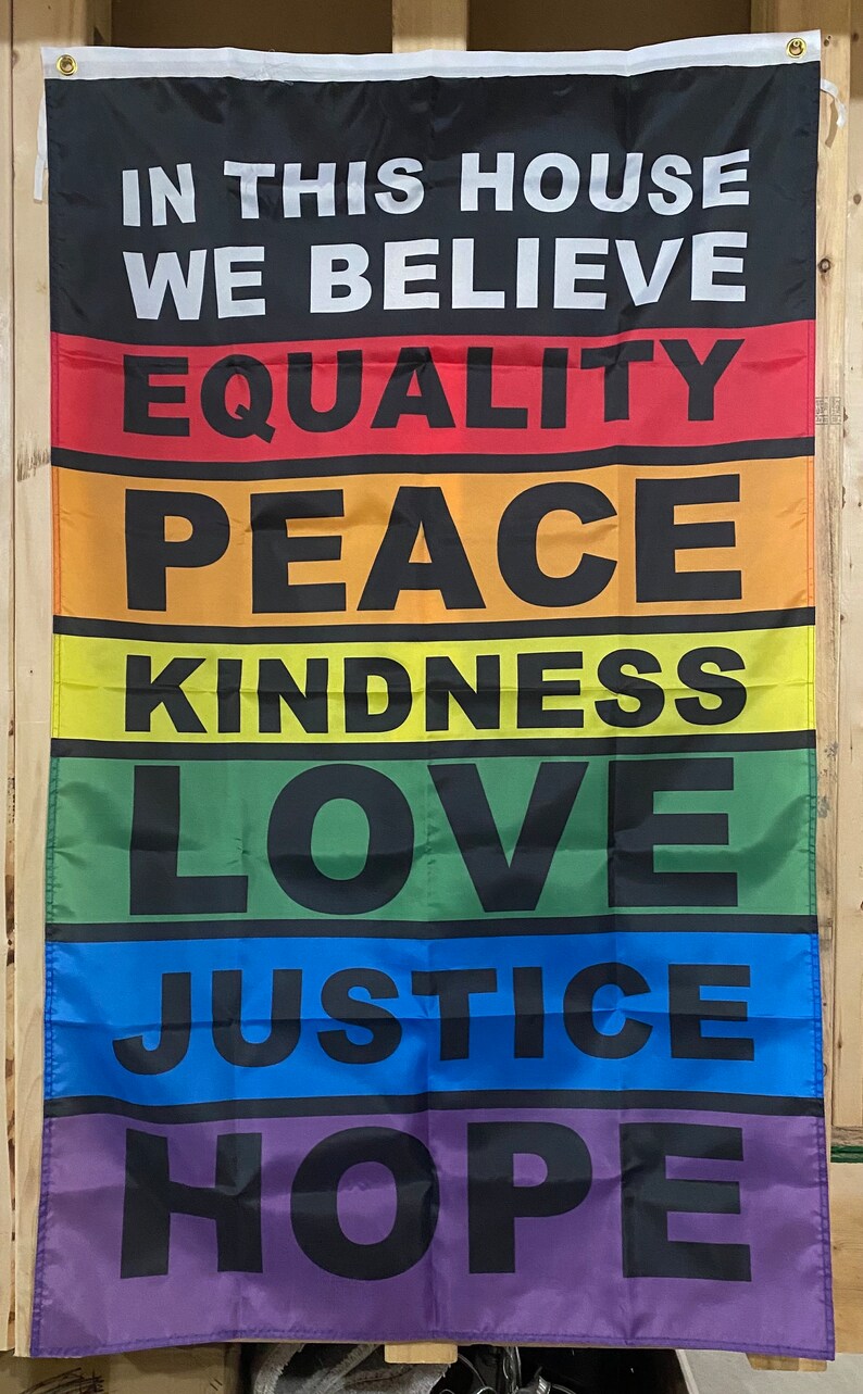 Pride Flag FREE SHIPPING Equality LGBTQ+ Gay Human Rights Love Justice ...