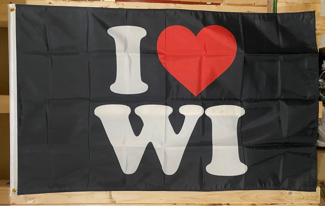 I Love Wisconsin Flag FREE Usa SHIP Heart Unfinished Business Champs ...