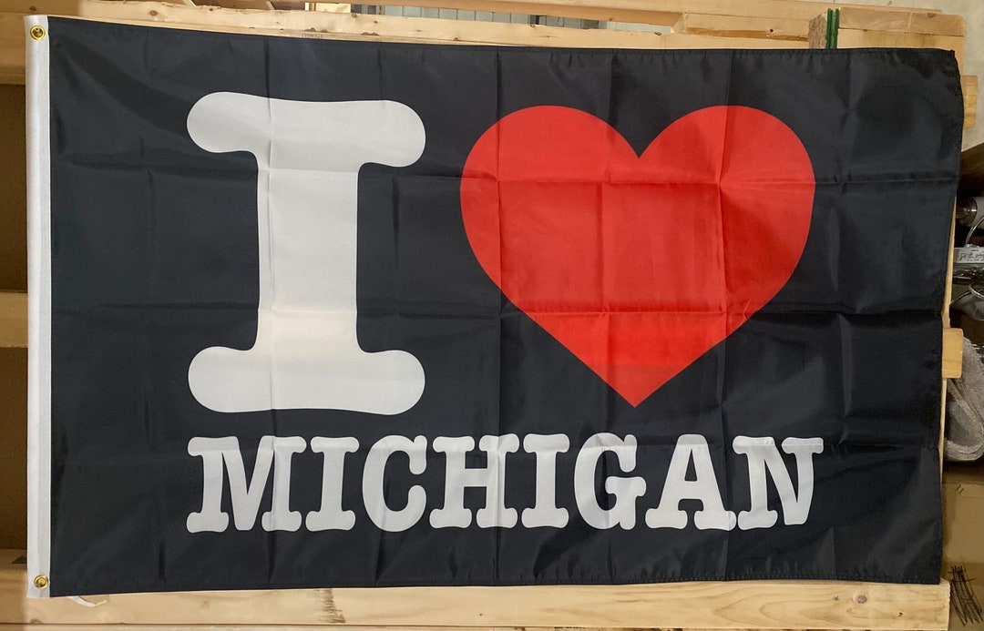 I Love Michigan Flag FREE Usa SHIP Heart Unfinished Business Champs ...