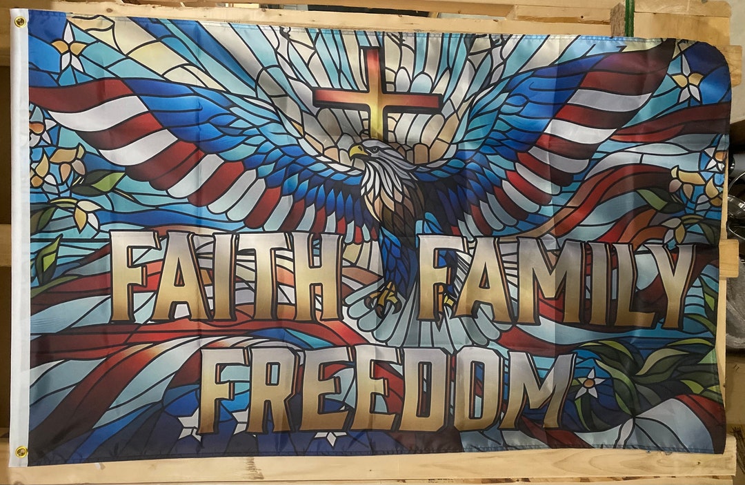 Faith Family Freedom Flag FREE USA SHIP Jesus Christ Religion Pray God ...