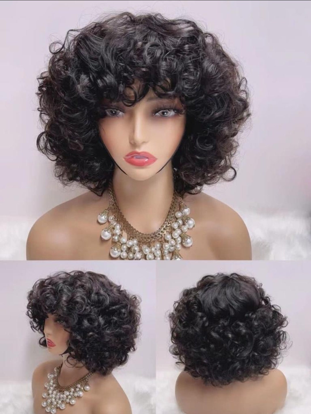 Afro Fringe Wig Machine Sew Human Hair 10A - Etsy