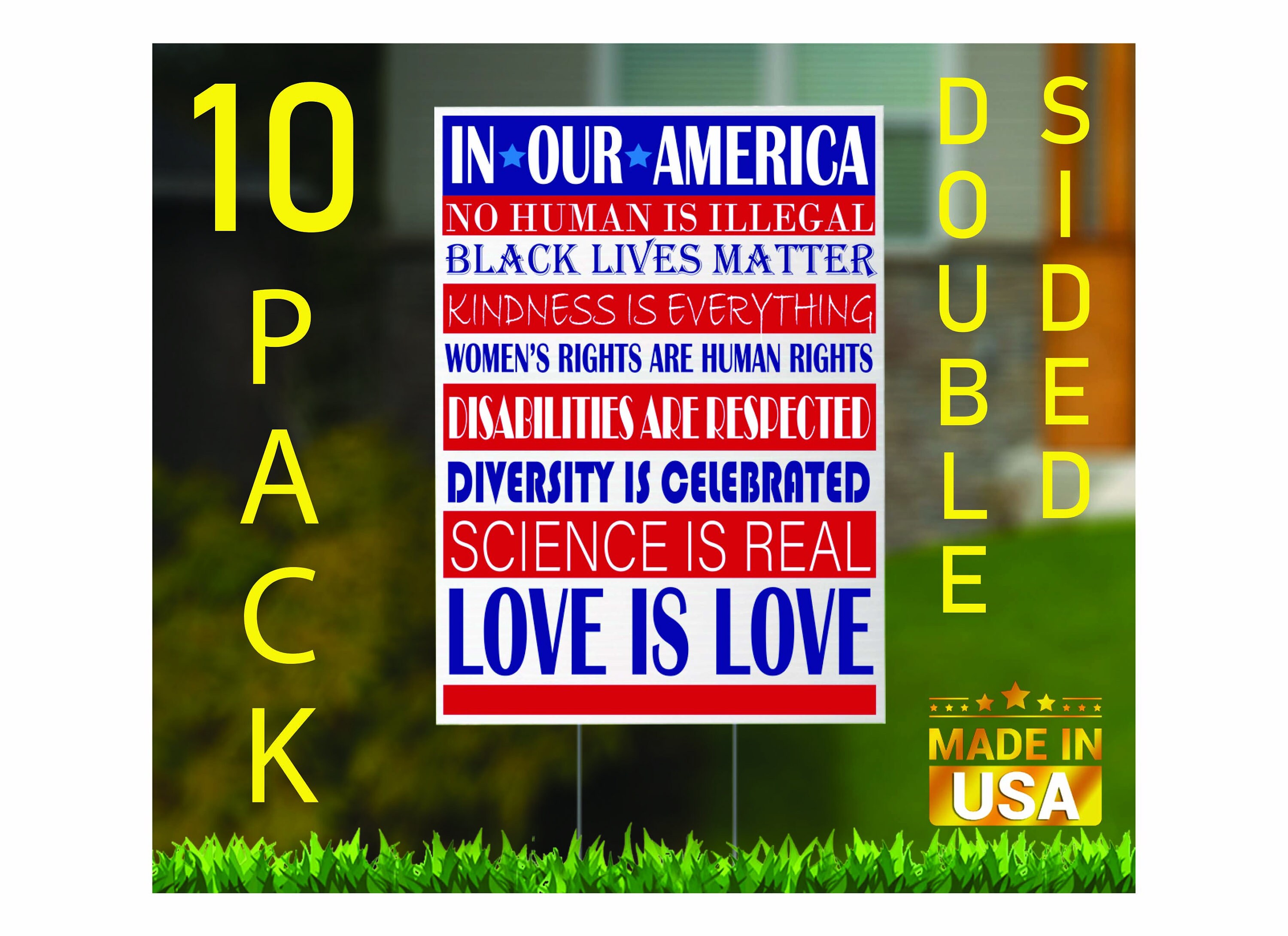 In Our America VERTICAL - Double Sided Corrugated Yard Sign With H ...