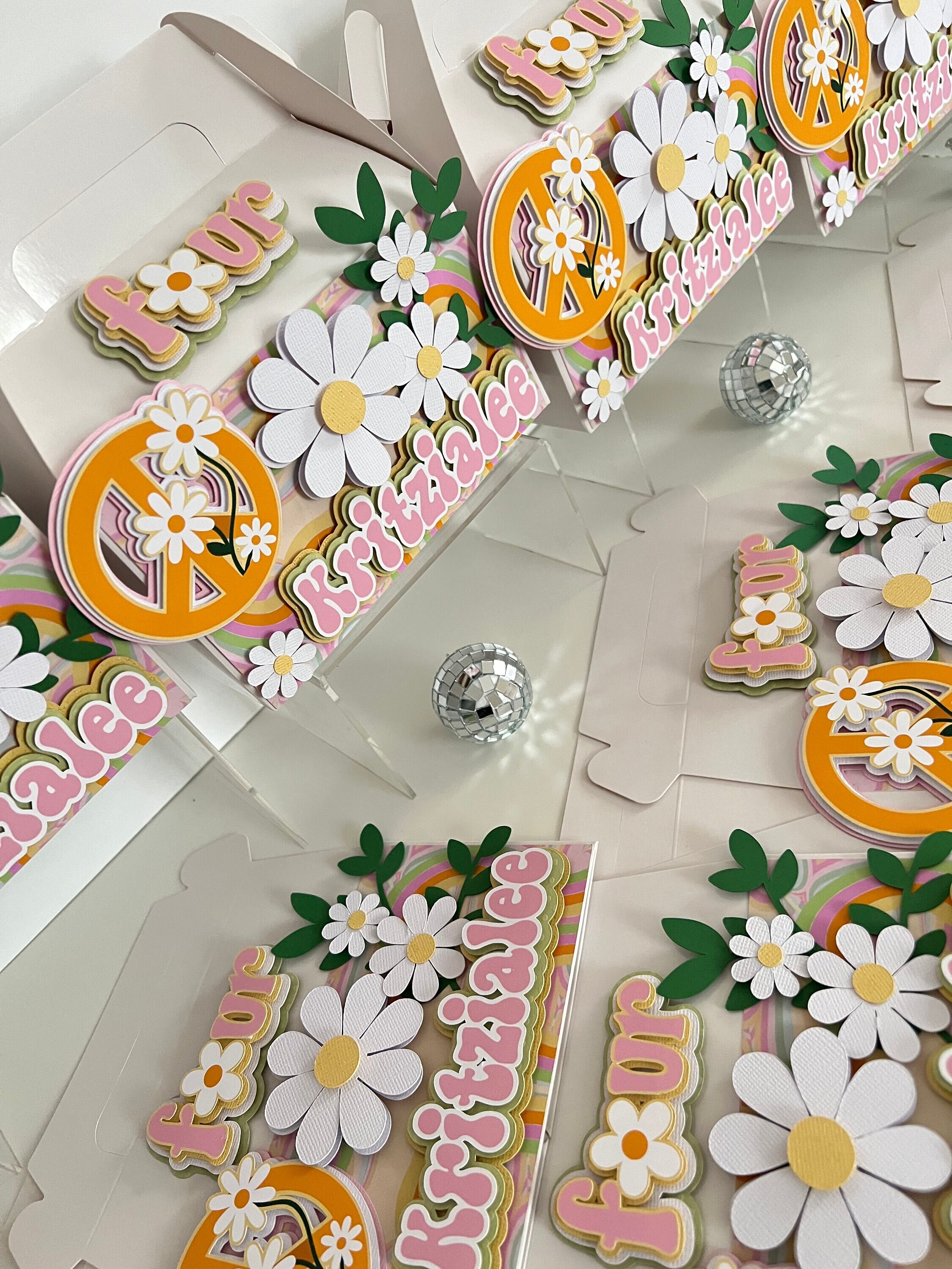 Groovy Favor Boxes, Gable Box, Daisy Birthday, Groovy Birthday - Etsy UK