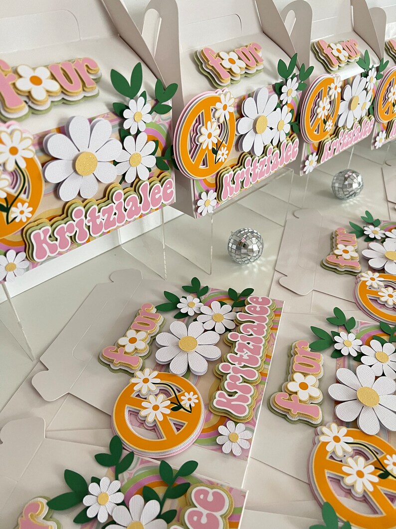 Groovy Favor Boxes, Gable Box, Daisy Birthday, Groovy Birthday - Etsy