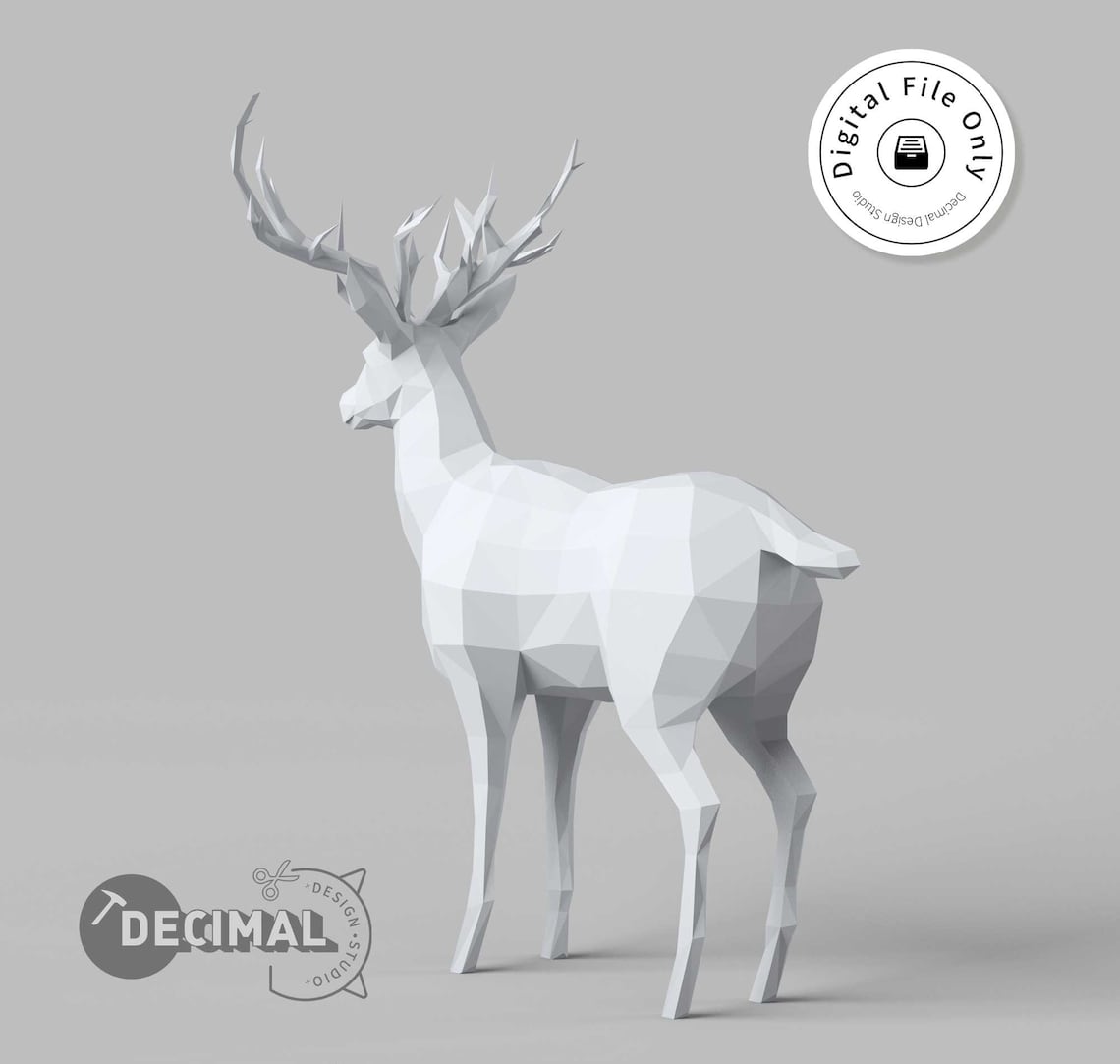 Low Poly Male Deer 3D Model (STL File) - Etsy