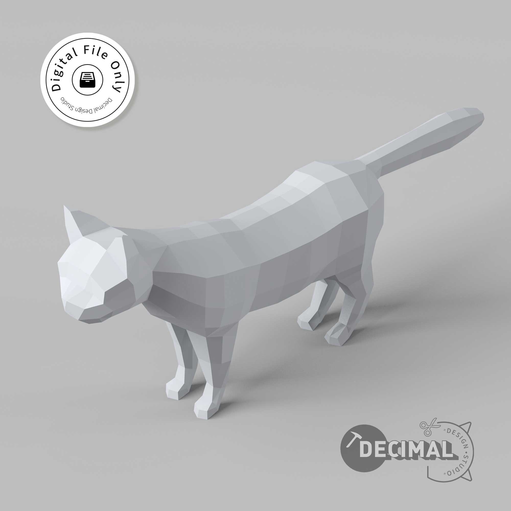 Low Poly Cat | Low Poly Pet | Cat 3D Model | Cat Statue STL 3D Print ...