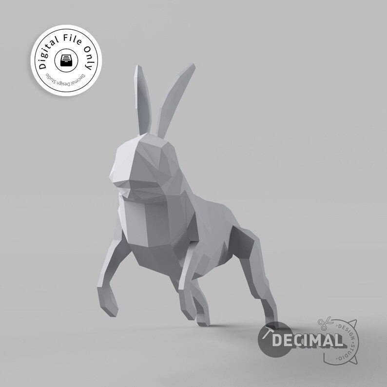 Low Poly Rabbit Low Poly Animal Rabbit 3D Model rabbit Statue STL 3D ...