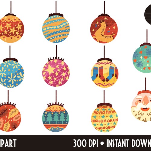Christmas Balls Clipart Commercial Use Vector Graphics - Etsy