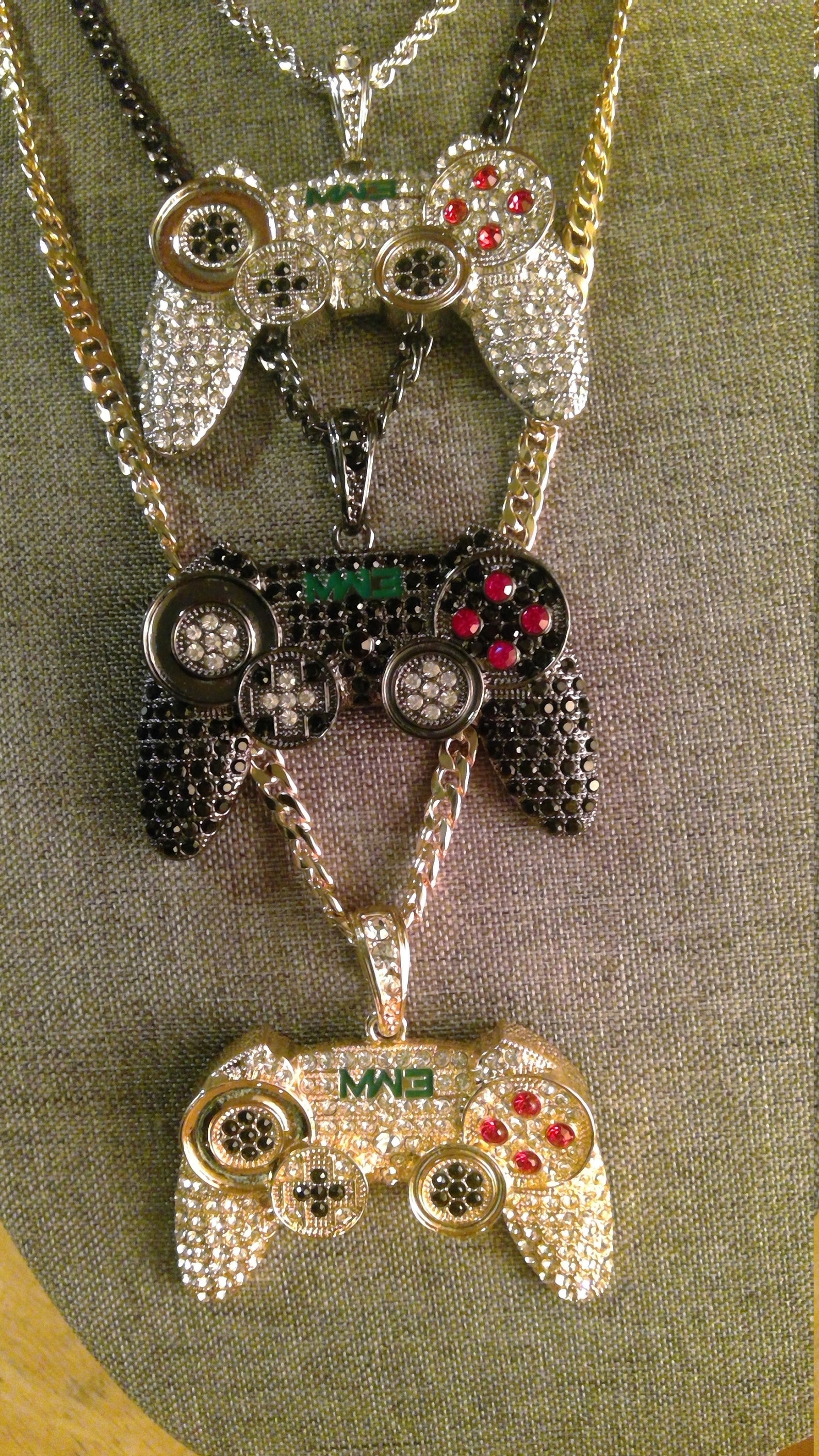 Rhinestone Gamer Controller Necklaces Hip Hop Pendant - Etsy