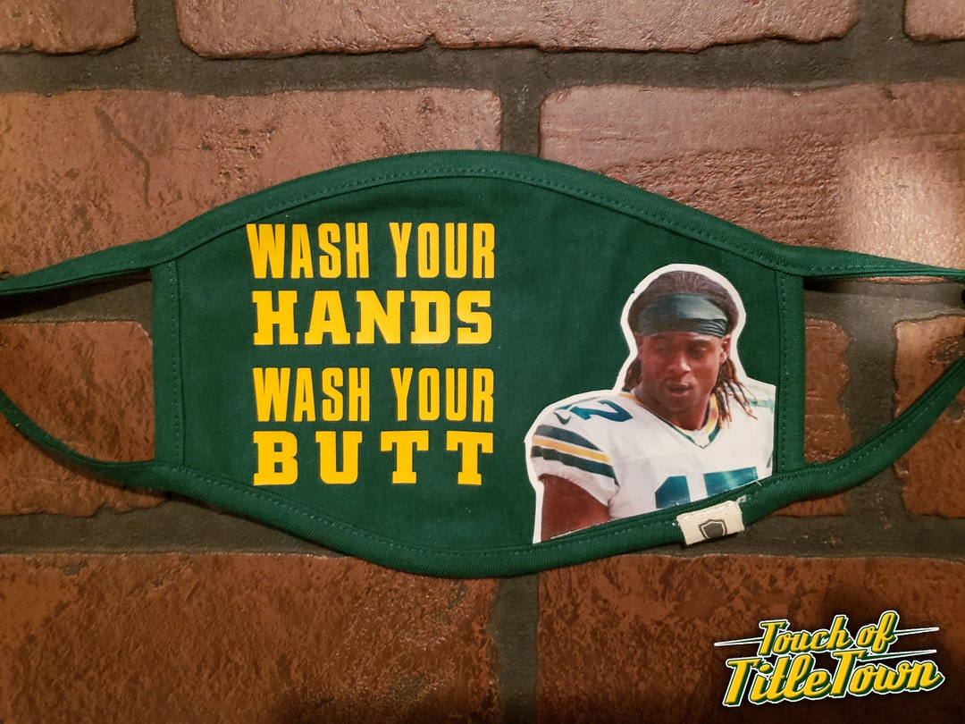 Davante Adams "wash Your Hands, Wash Your Butt" Green Bay Packers Mask ...