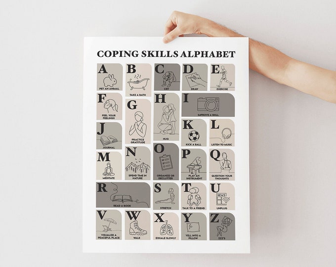 Coping Skills Alphabet Poster, ABC Sign for Calming Corner, Learning ...