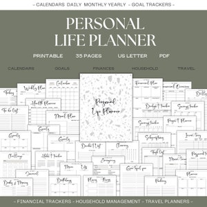 Printable Personal Life Planner Bundle, Calendars, Goal Trackers ...