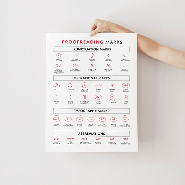 Editing Marks Chart - Etsy