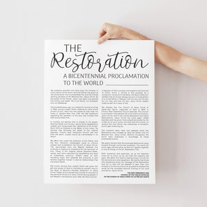 The Restoration Proclamation Printable, LDS Printable Wall Art, Latter ...