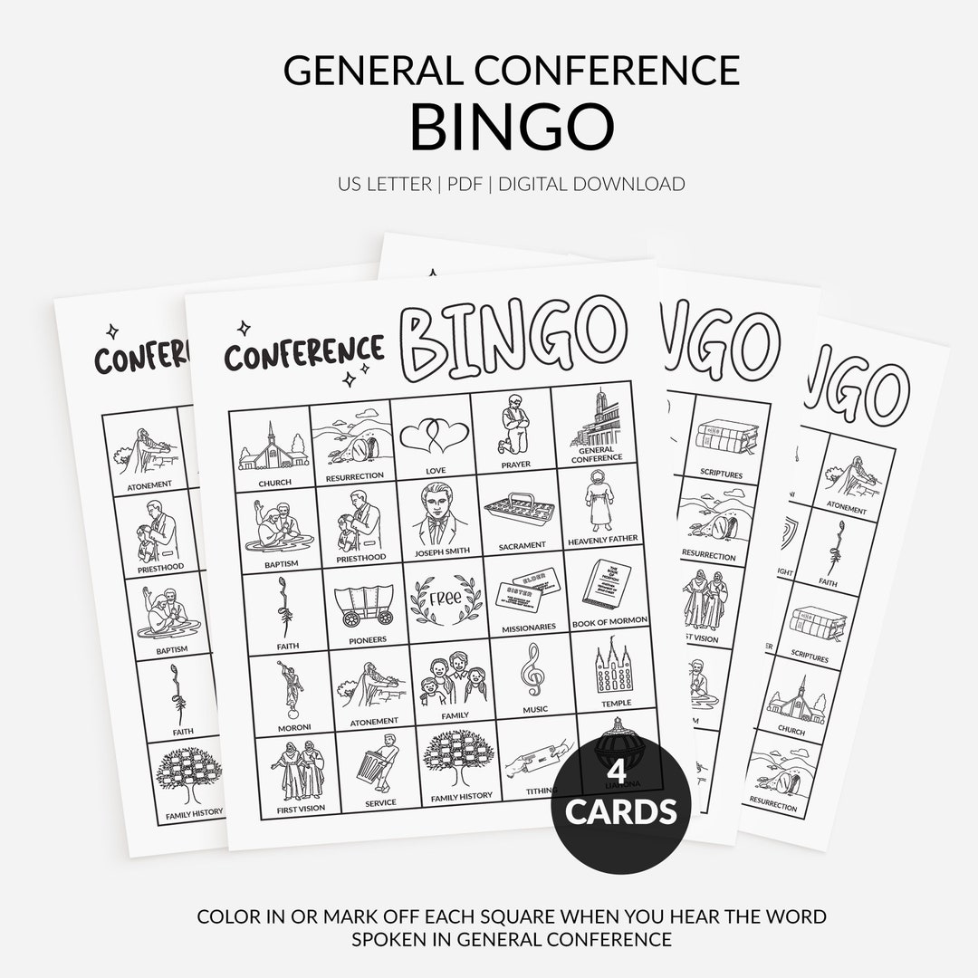 General Conference Bingo Cards, LDS Primary Kids General Conference ...