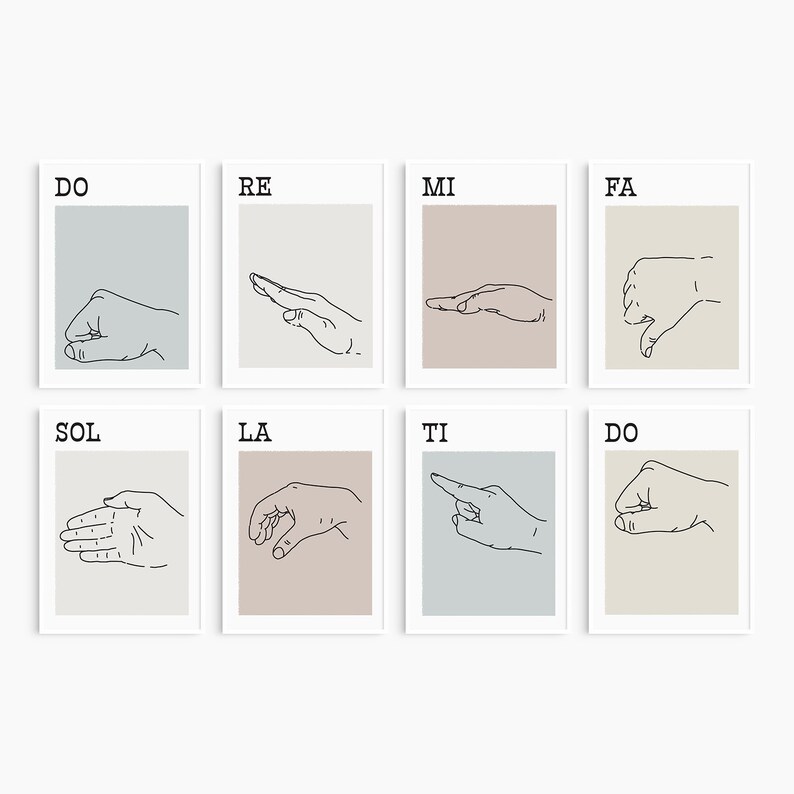 Printable Solfège Hand Signs Poster Set: 8 Colorful Music Theory Charts ...