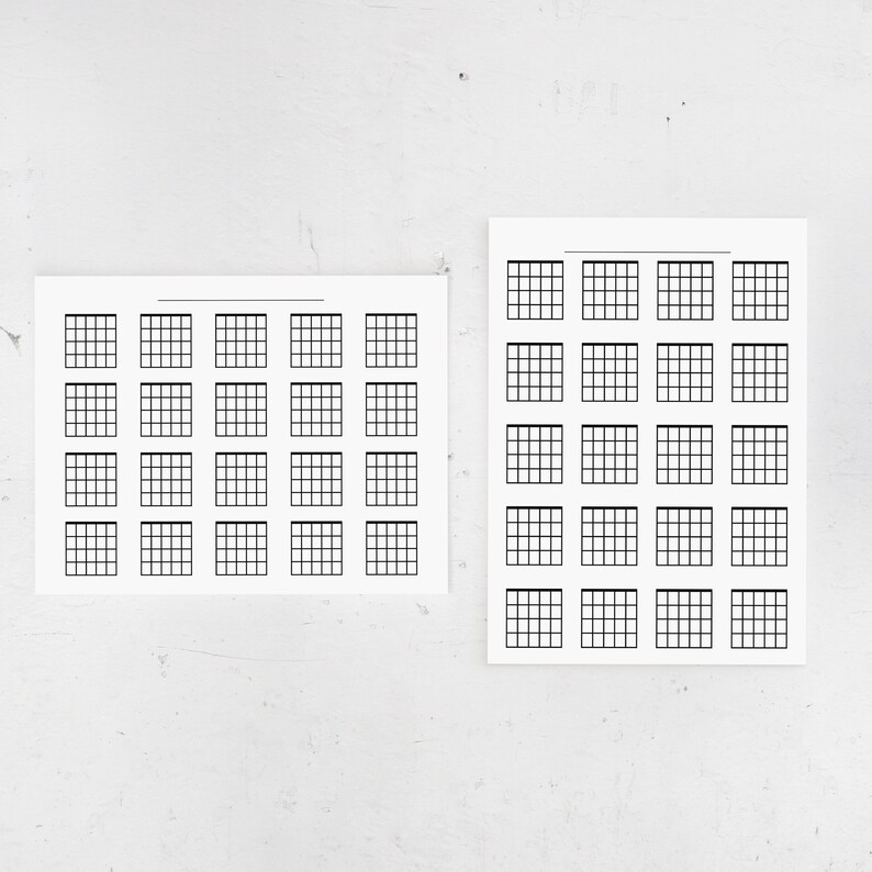 Printable Blank Guitar Chords Chart 20 Blank Chord Boxes - Etsy