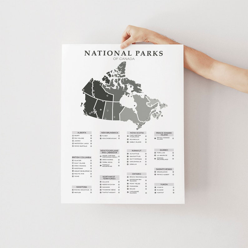 Canada National Parks Map Poster and Checklist Printable: Bucket List ...