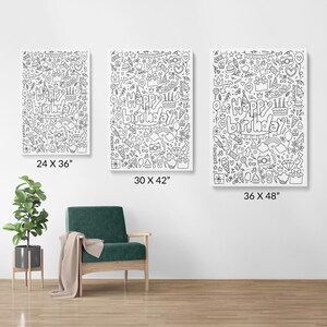 Huge Birthday Coloring Poster Big Happy Birthday Coloring - Etsy