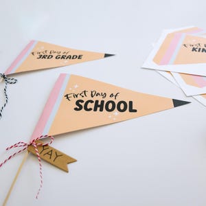 First Day of School Pencil Pennant Flags: Printable Preschool to 12th ...