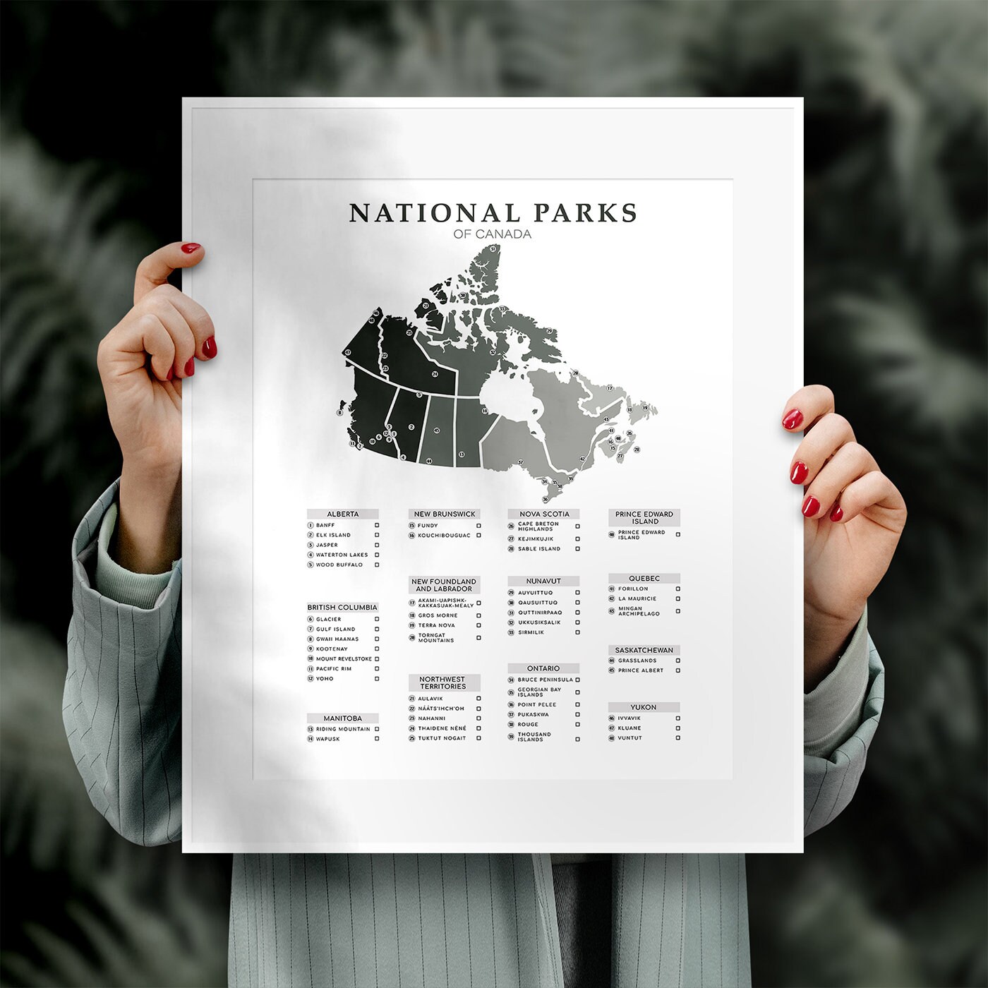 Canada National Parks Map Poster and Checklist Printable (digital ...