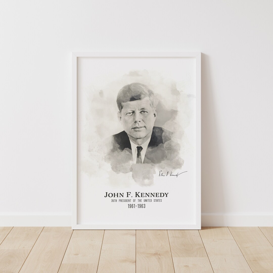 John F. Kennedy Portrait Art Print JFK Printable Poster - Etsy