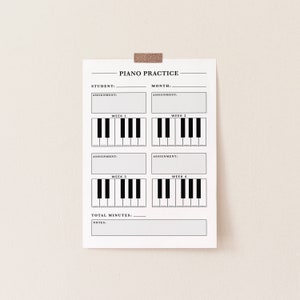 Piano Practice Chart, Printable Piano Practice Log, Piano Teacher ...