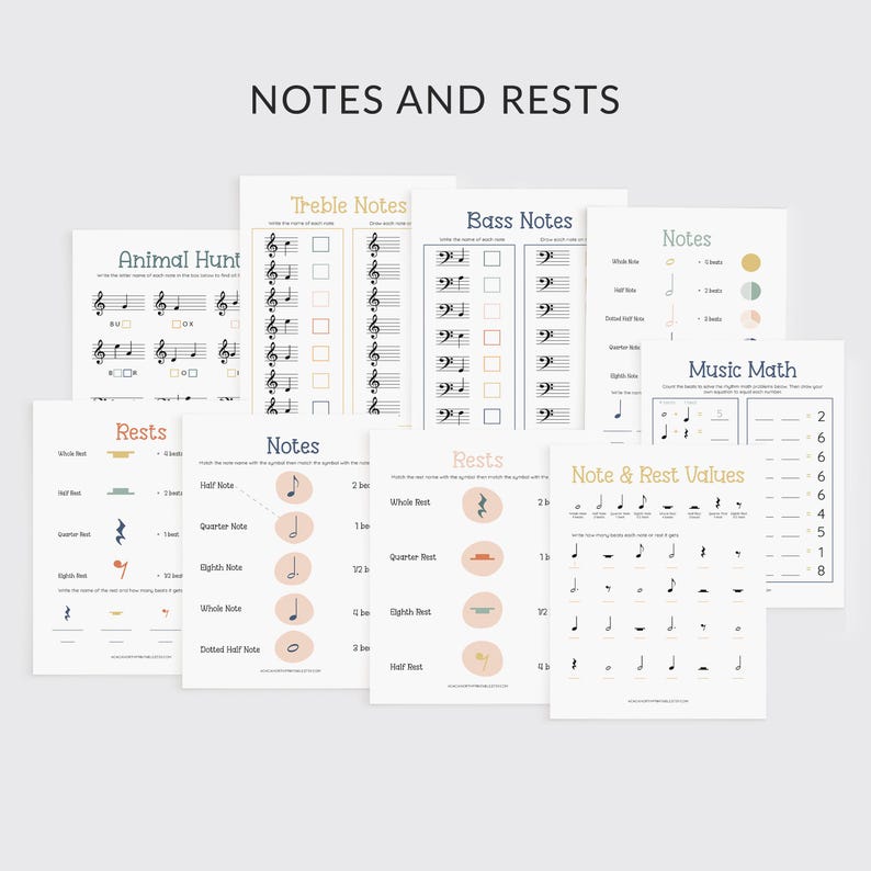 Beginner Music Theory Worksheets: 25-page Practice Sheets for Notes on ...