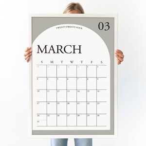 Large March Wall Calendar, Sizes 24x36, 18x24, 12x18, JPG & PDF ...