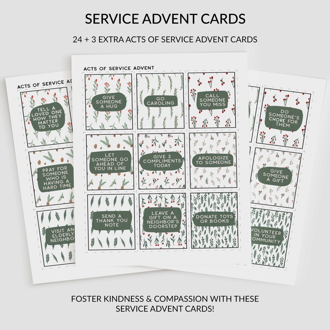 Printable Service Advent Cards, Christmas Act of Service Advent Cards ...