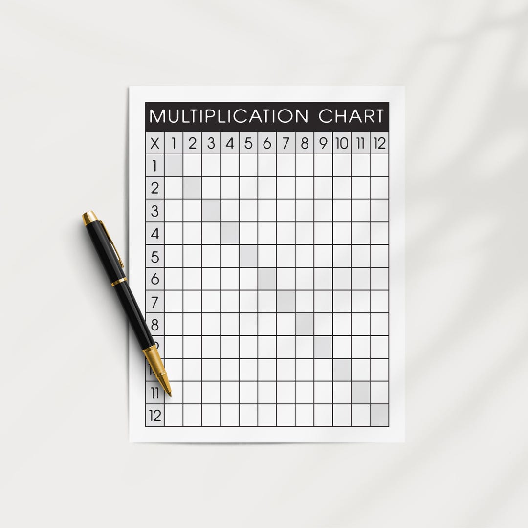Printable Blank Multiplication Chart 12x12: Times Table Grid Sheet ...