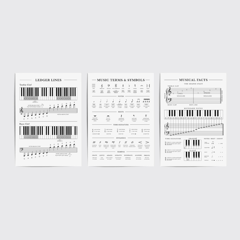 Music Theory Poster Set of 12: Classic Music Room Decor (digital ...