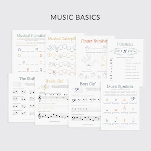 Beginner Music Theory Worksheets: 25-page Practice Sheets for Notes on ...