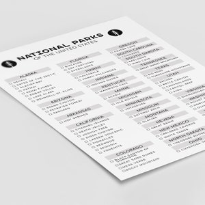 US National Parks Checklist Printable, 63 National Parks in the United ...