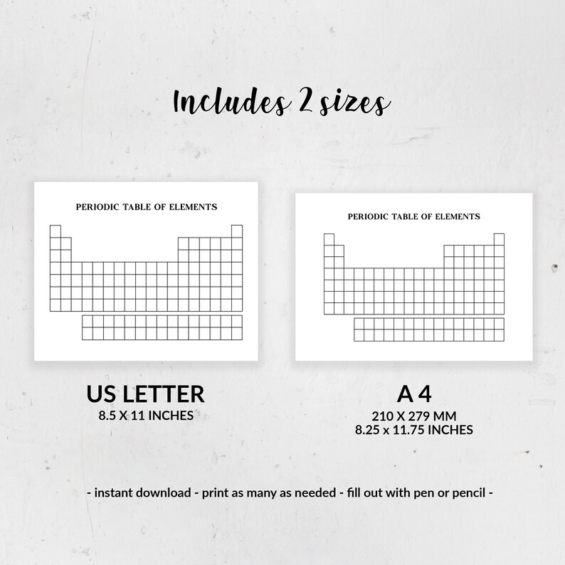 Blank Periodic Table of Elements Printable Periodic Table - Etsy